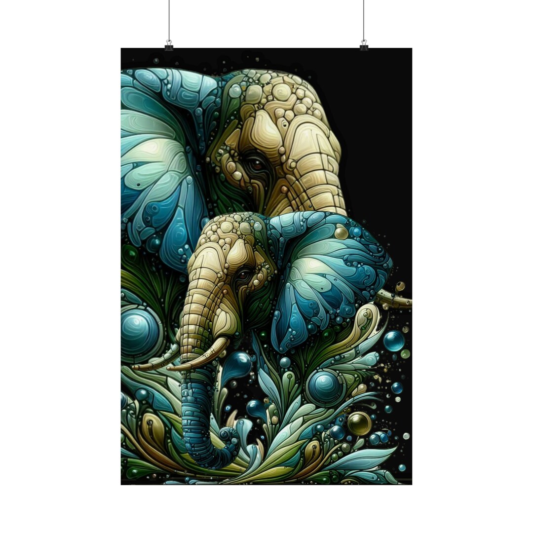 Majestic Moma Elephant and Calf Matte Vertical Posters - Etsy