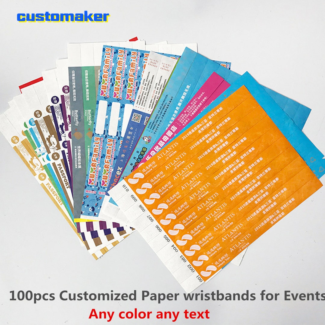 100pcs Tyvek Custom Wristbands, Customized Wristbands, Paper Bracelets ...