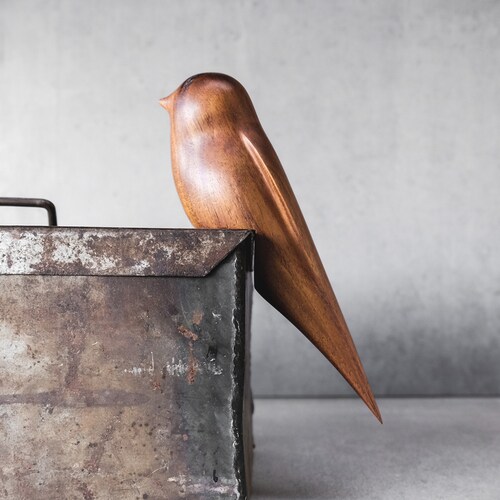 Perching Robin Carved Wooden Bird | Etsy