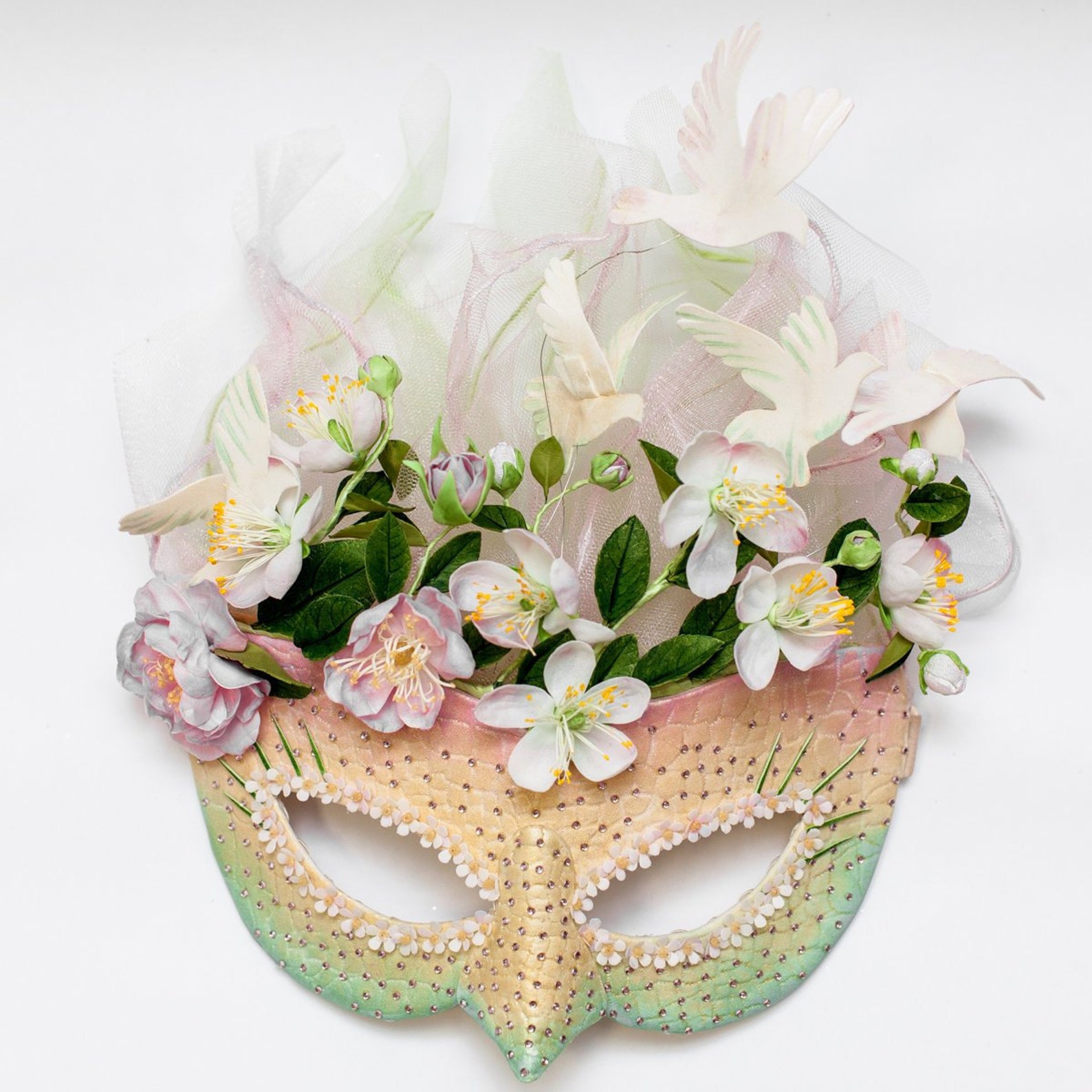 Masquerade Mask Woman Spring With Birds Having Leather-like - Etsy
