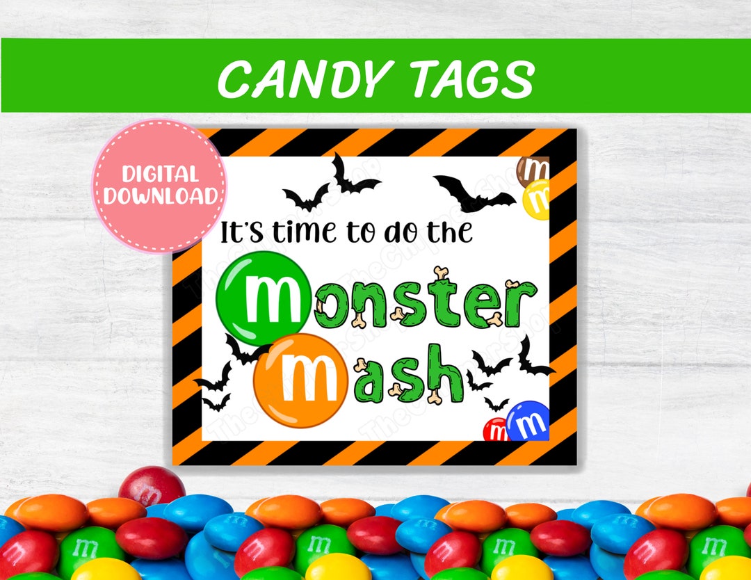 Monster Mash M&M Tag | Instant Download | Halloween Candy | Trick or ...