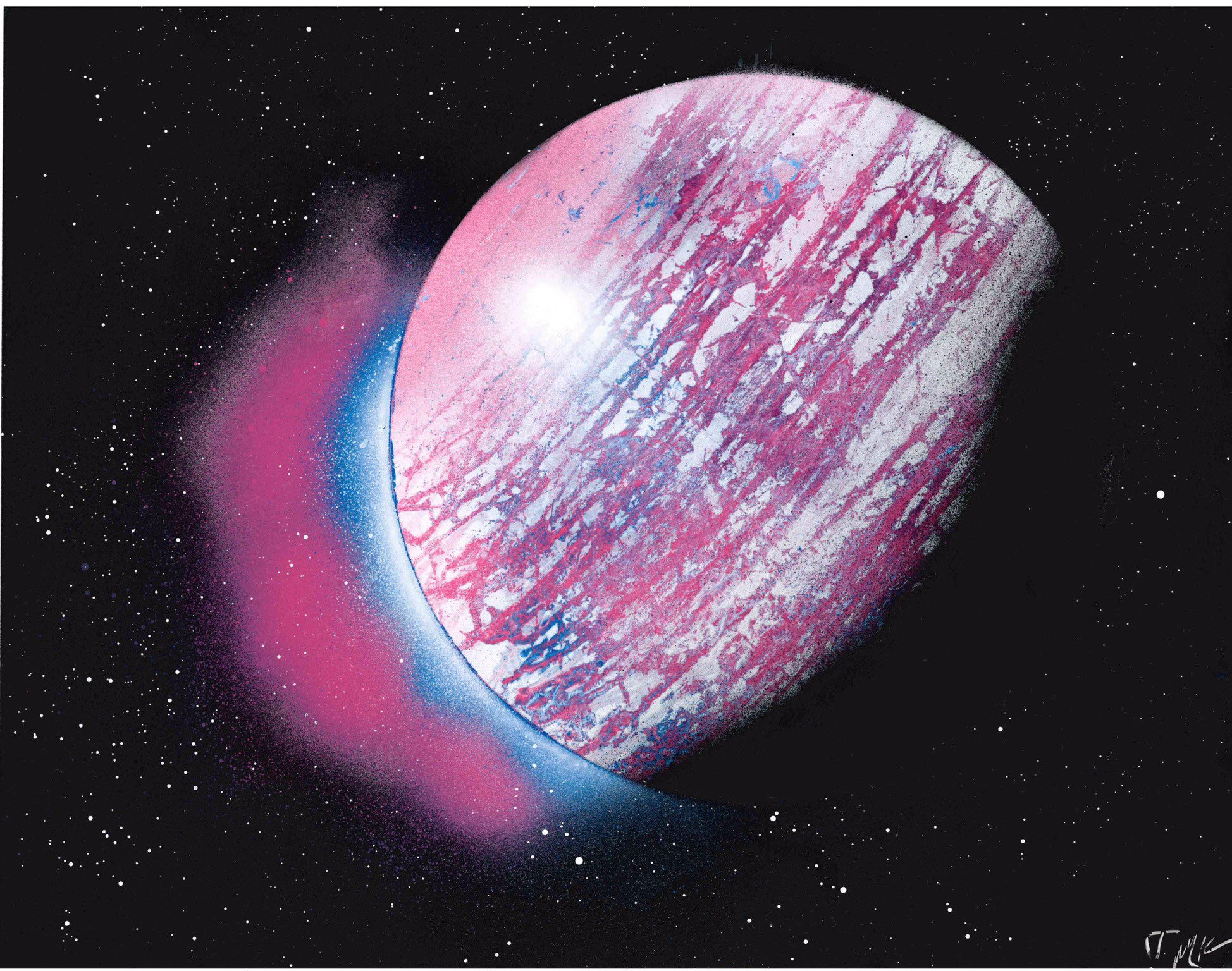 Pink Planets In Space