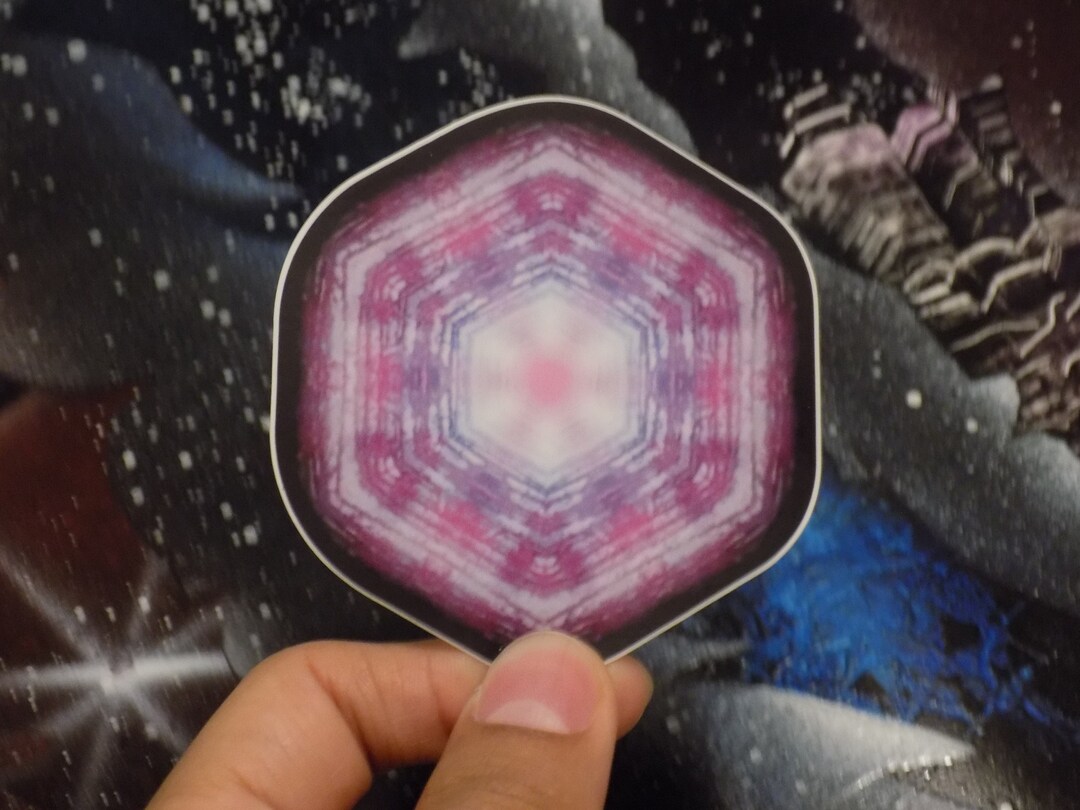 Pink and Blue Spray Paint Digital Geometric Pattern Sticker (3in ...