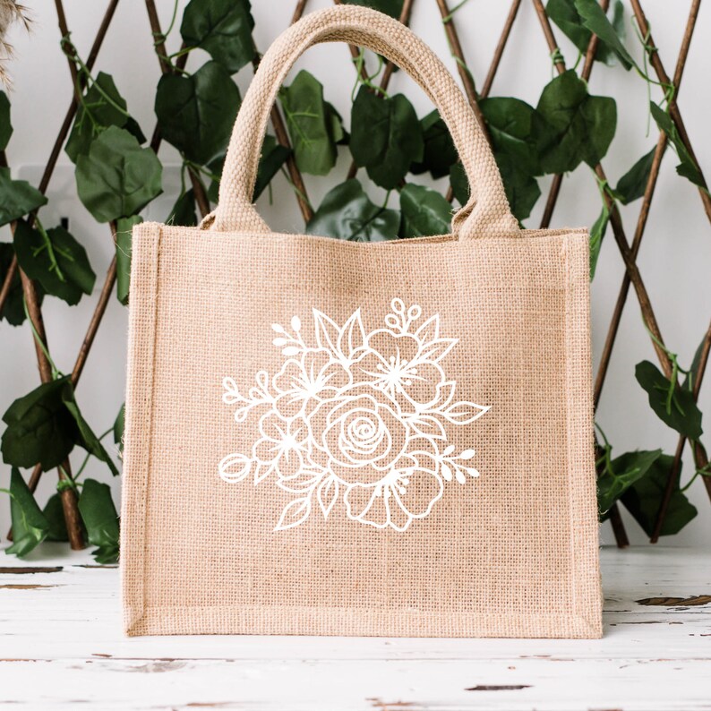 Flower Girl Burlap Jute Tote Bag Beach Jute Gift Bag Flower - Etsy
