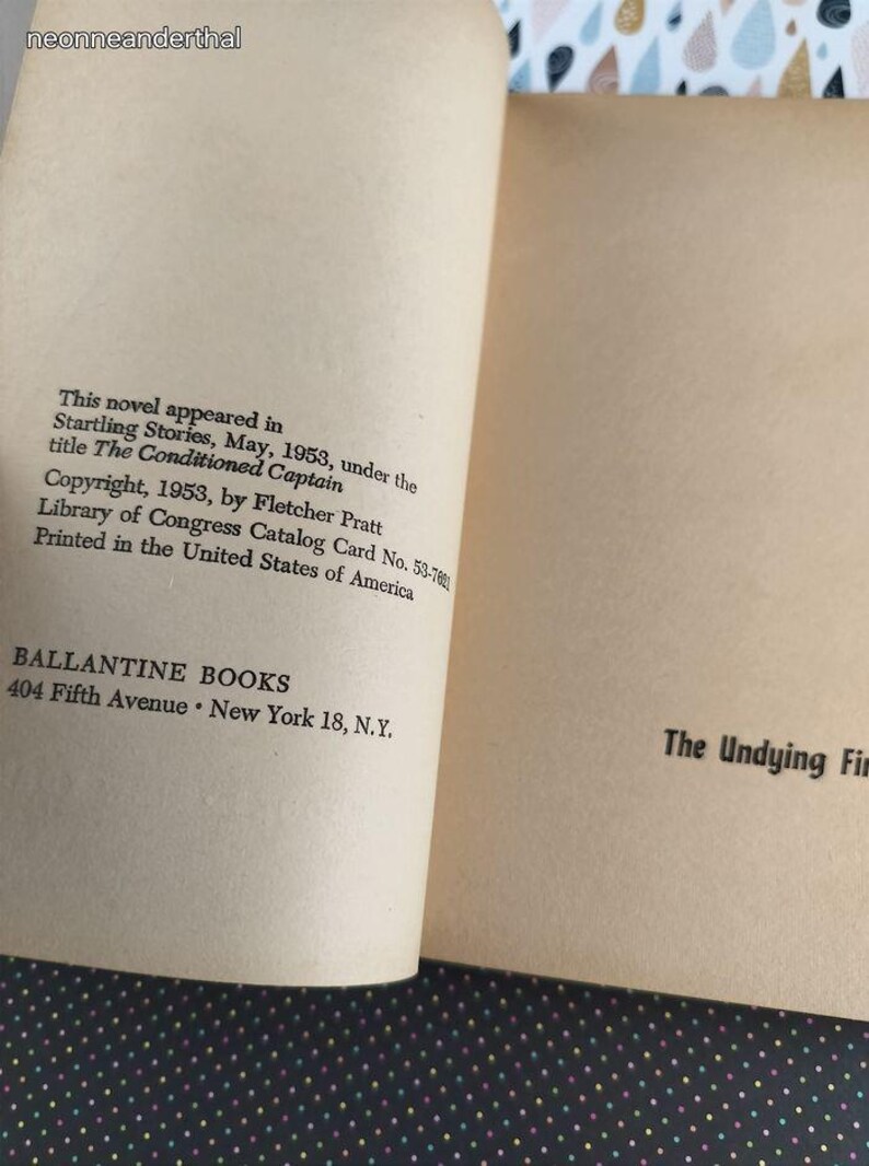Vintage 1953 Ballantine Books Printing the Undying Fire by Fletcher ...