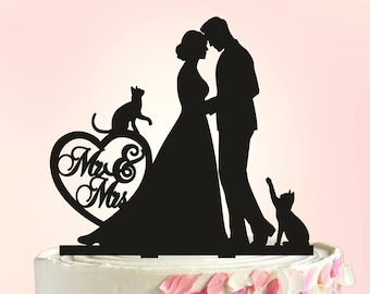 Bride and Groom Cake Topper With Cats,custom Cake Topper,wedding Cake ...