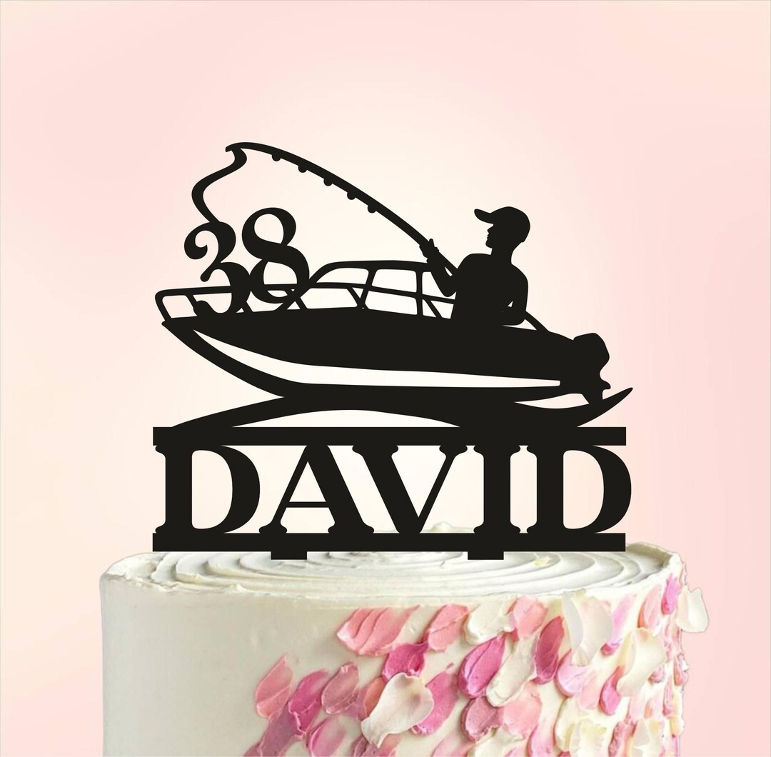 Fishing Birthday Cake Topper, Boat Birthday Cake Topper, Retirement ...