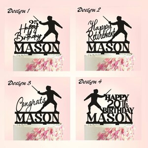Fencing Birthday Cake Topper, Personalised Cake Topper With a Fencer ...