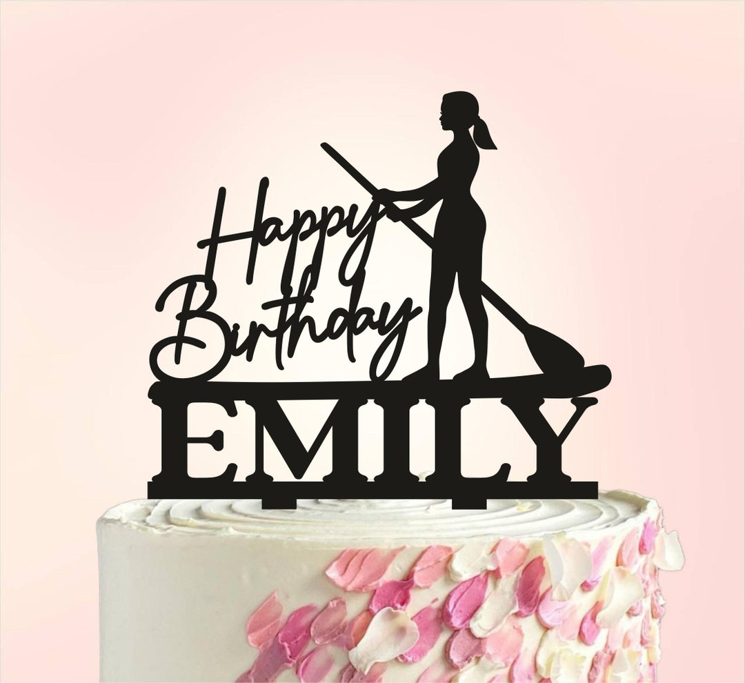 Female Paddle Boarding Birthday Cake Topper Decoration, Stand up Paddle ...