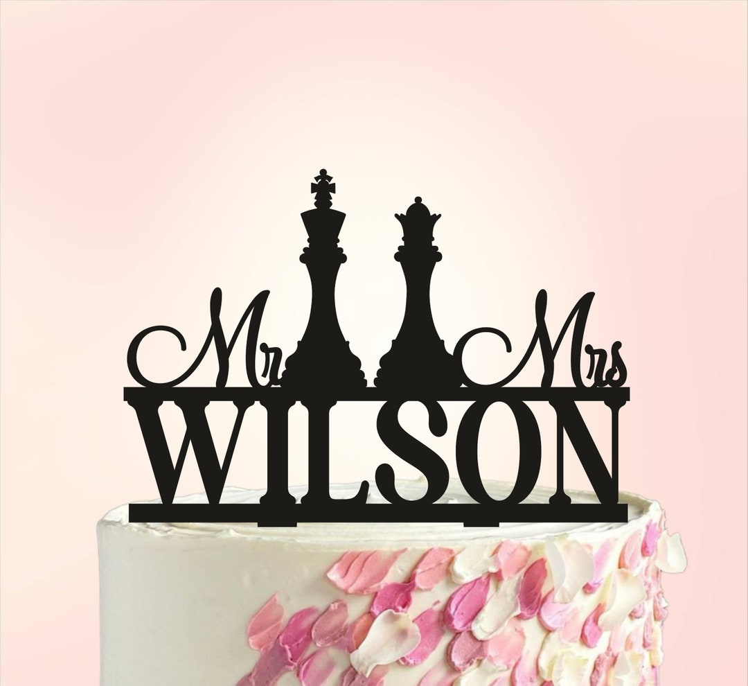 Chess Wedding Cake Topper, King and Queen Chess Piece, Custom Wedding ...
