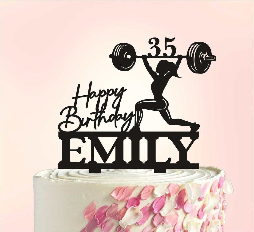 Female Weight Lifting Birthday Cake Topper, Body Building Cake Topper ...