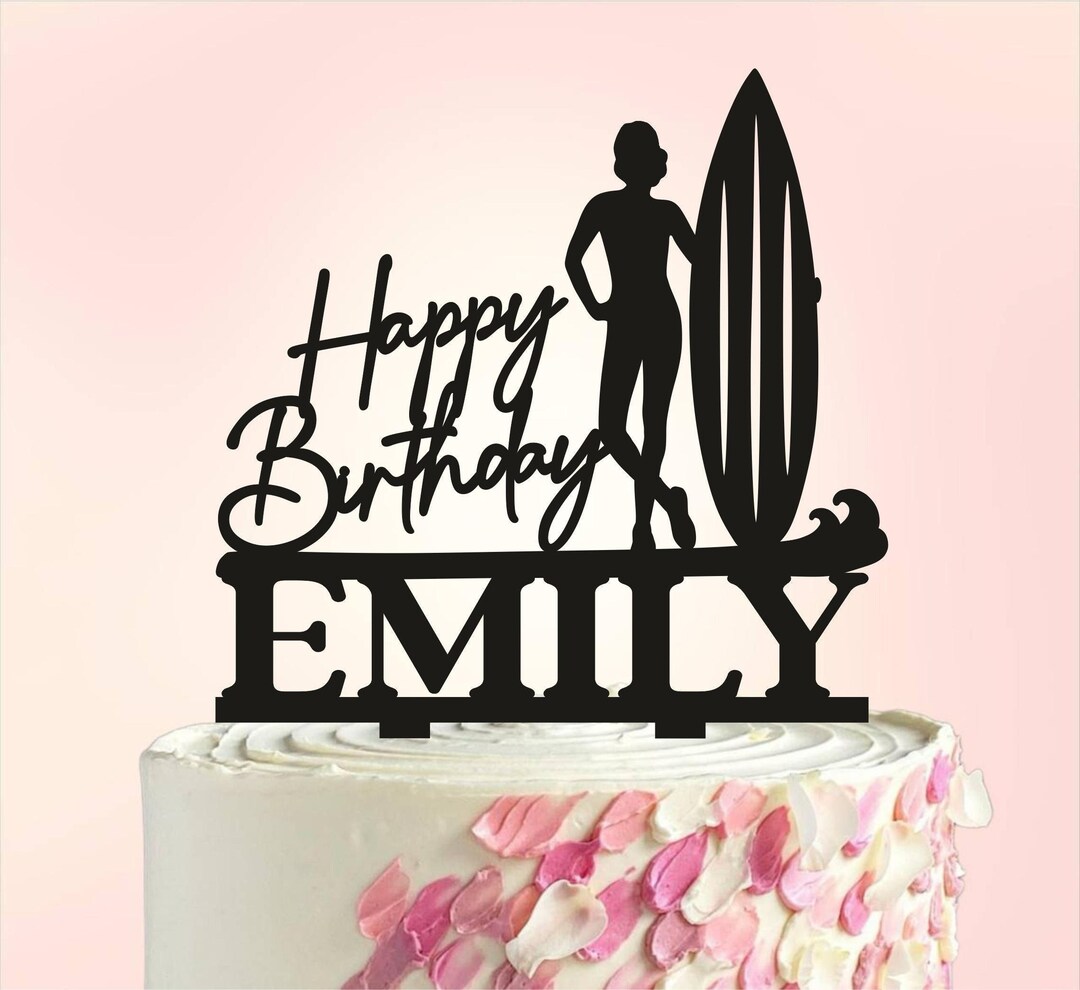 Female Surfing Birthday Cake Topper, Surfing Cake Decorations, Girl ...