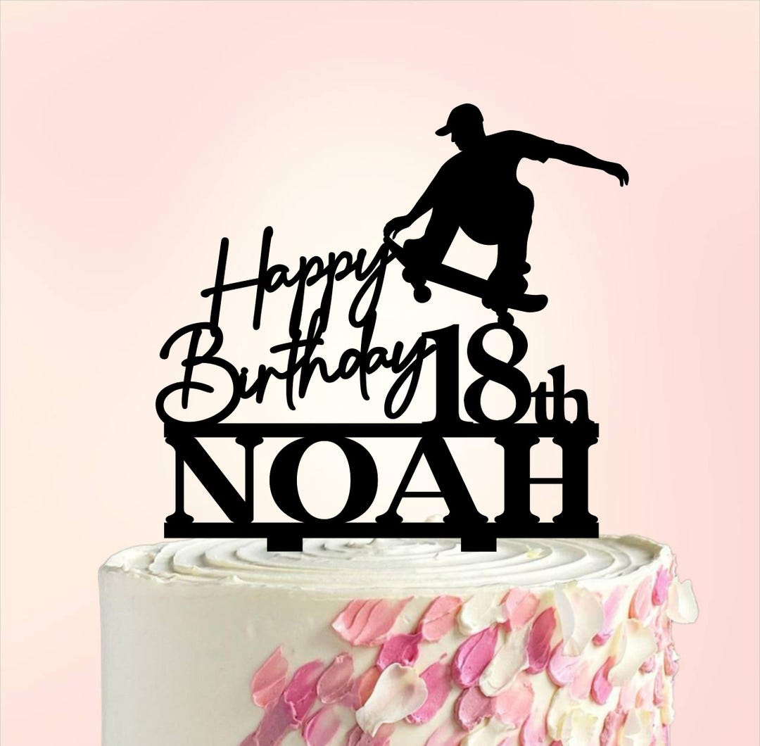 Skateboard Birthday Cake Topper, Skater Birthday Cake Topper, Happy ...
