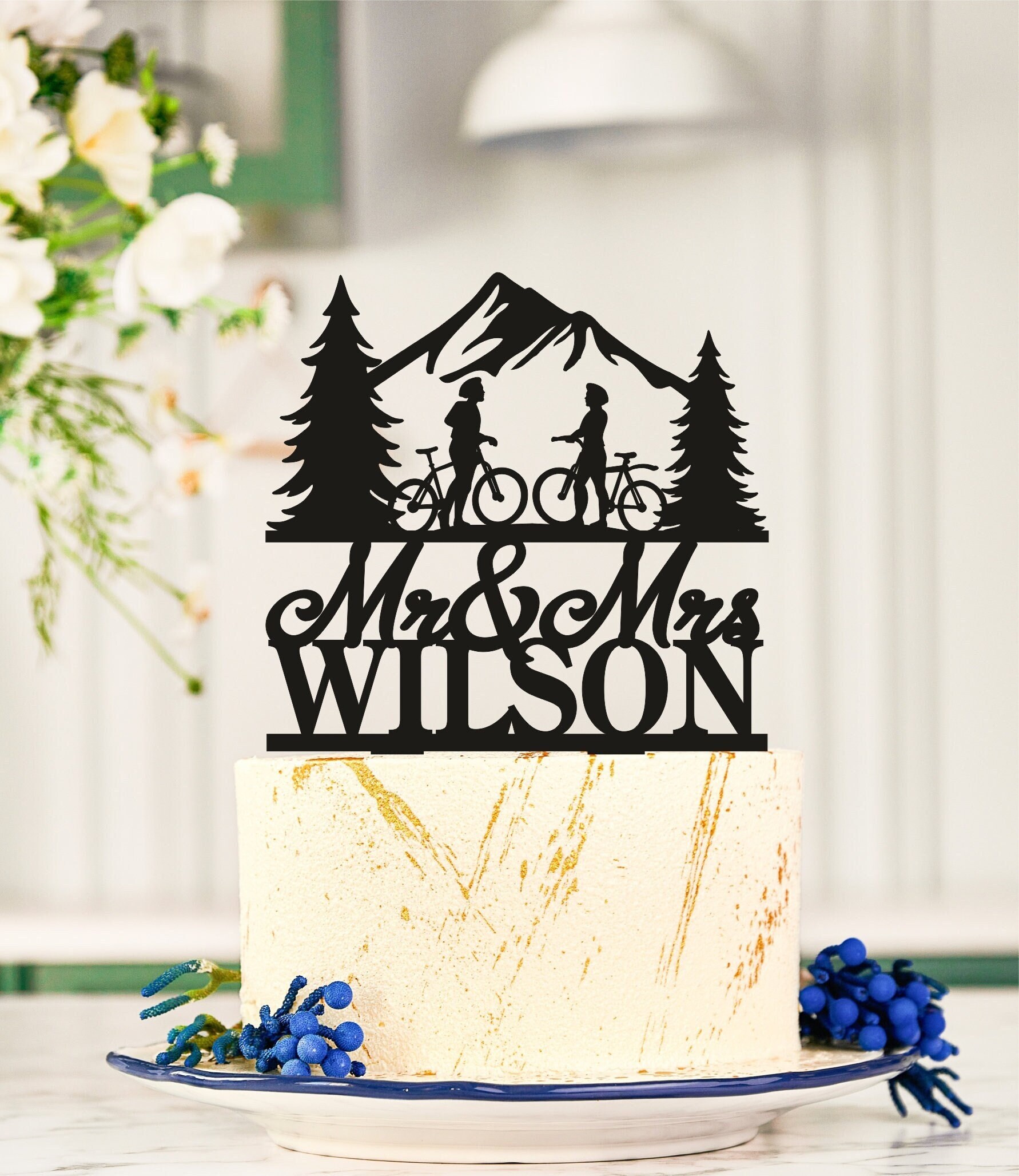 Bicycle Wedding Cake Topper Bicycle Couple Cake Topper | Etsy