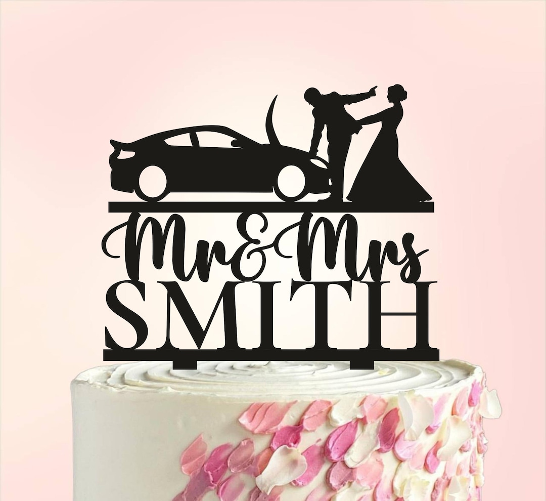 Mechanic Wedding Bride Dragging Groom Cake Topper, Mr and Mrs Cake ...