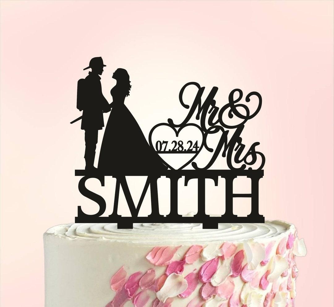 Firefighter Wedding Cake Topper, Fireman Wedding Cake Topper, Bride and ...