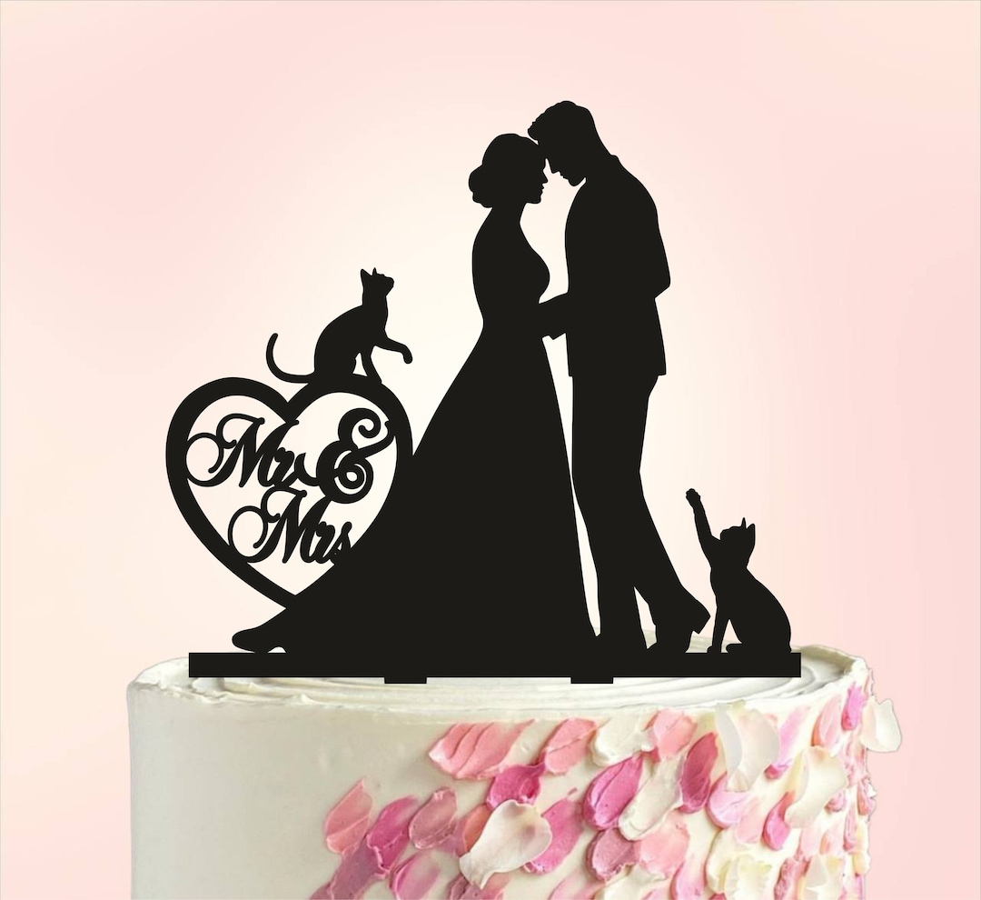 Cats Cake Toppers, Bride and Groom With Cats Cake Toppers, Couple With ...