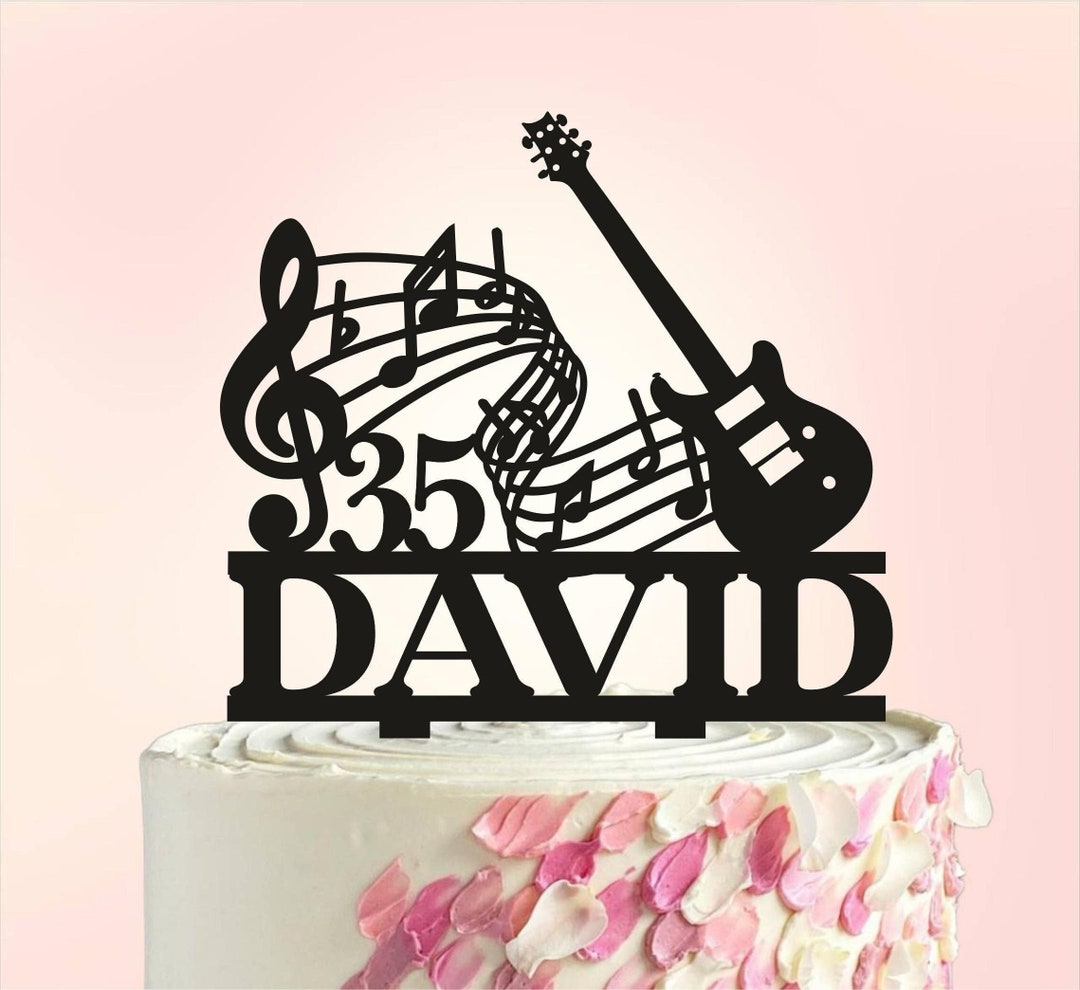 Guitar Birthday Cake Topper, Electric Guitar Player Cake Topper, Guitar ...