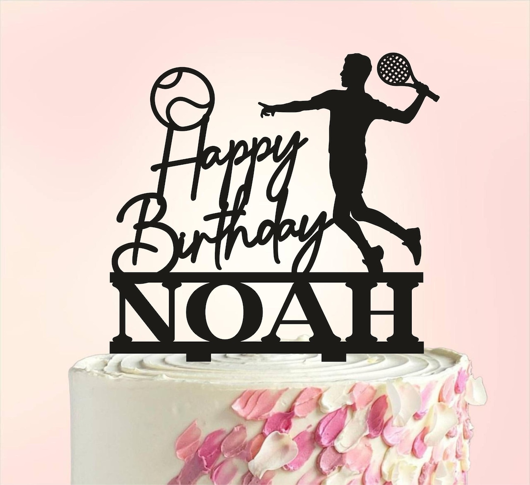 Male Tennis Birthday Cake Topper, Tennis Player Birthday Decoration ...