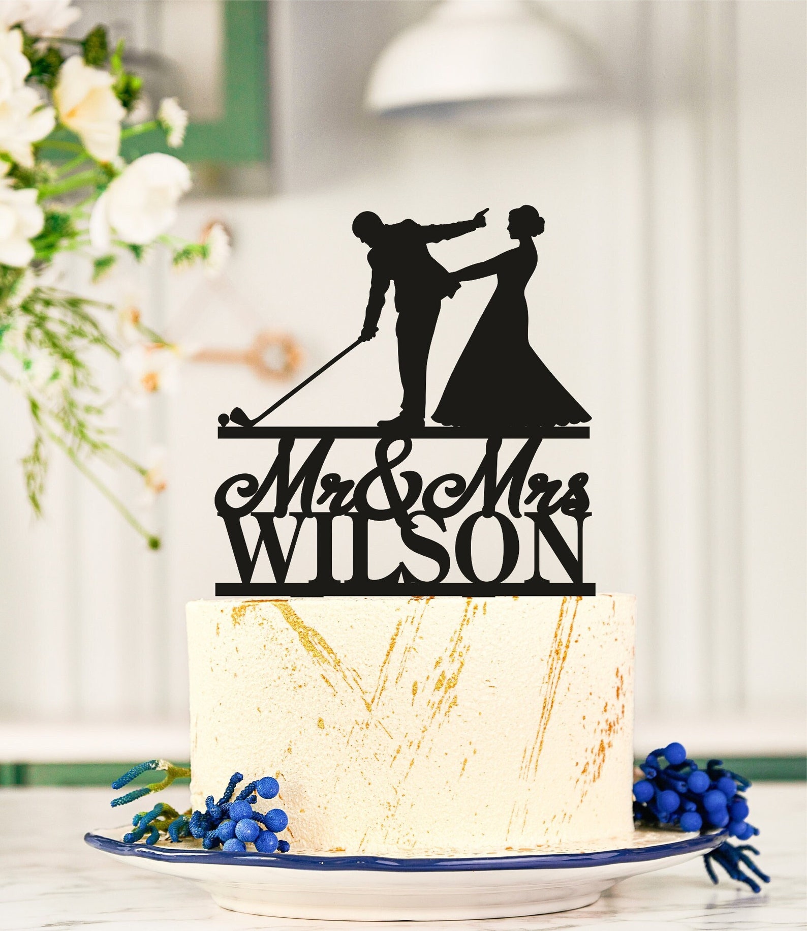 Golf Wedding Cake Topper Golf Cake Topper Bride Dragging | Etsy
