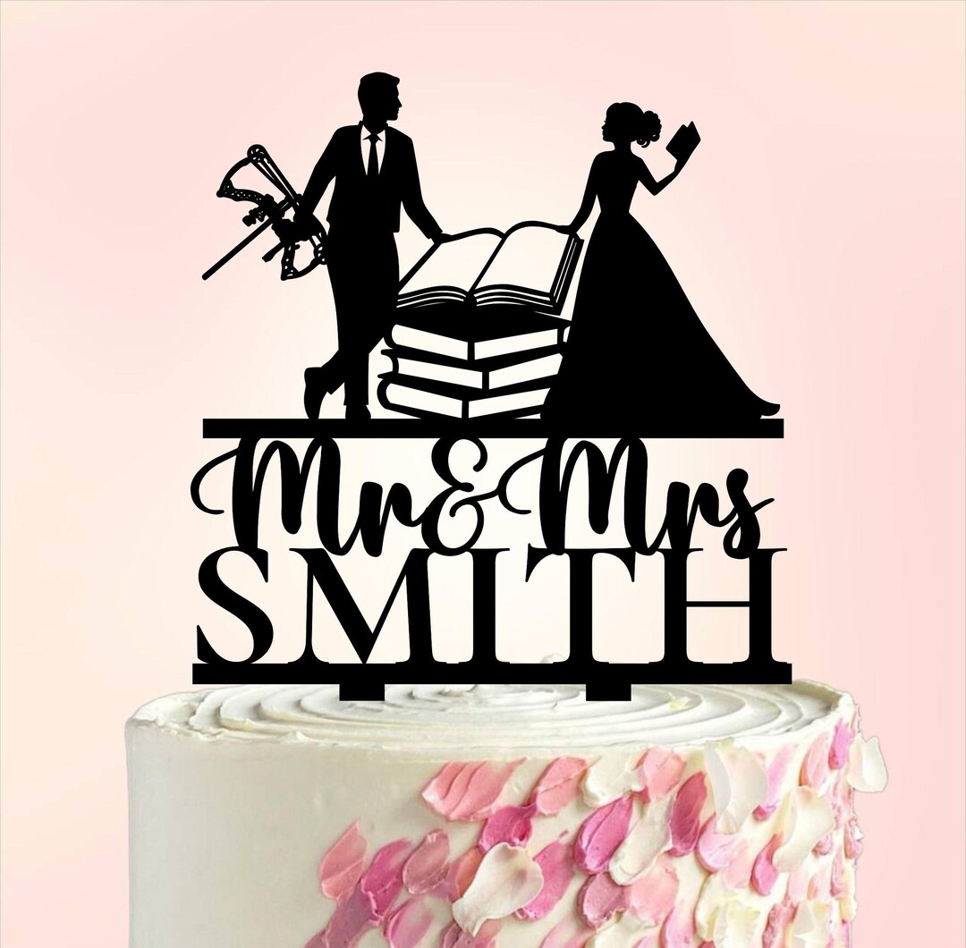 Archery Wedding Cake Topper, Bow Hunting Cake Topper, Book Reader ...