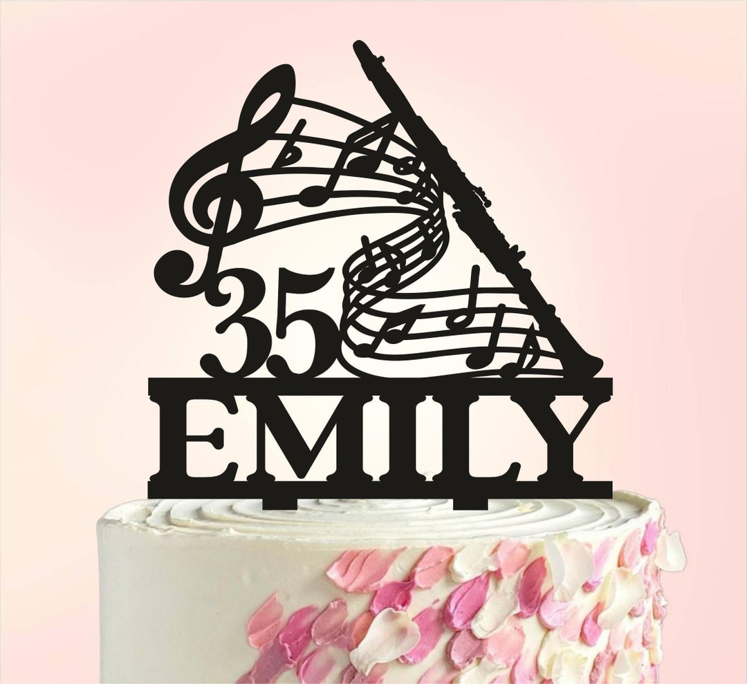 Clarinet Birthday Cake Topper, Musical Notes Personalised Cake Topper ...
