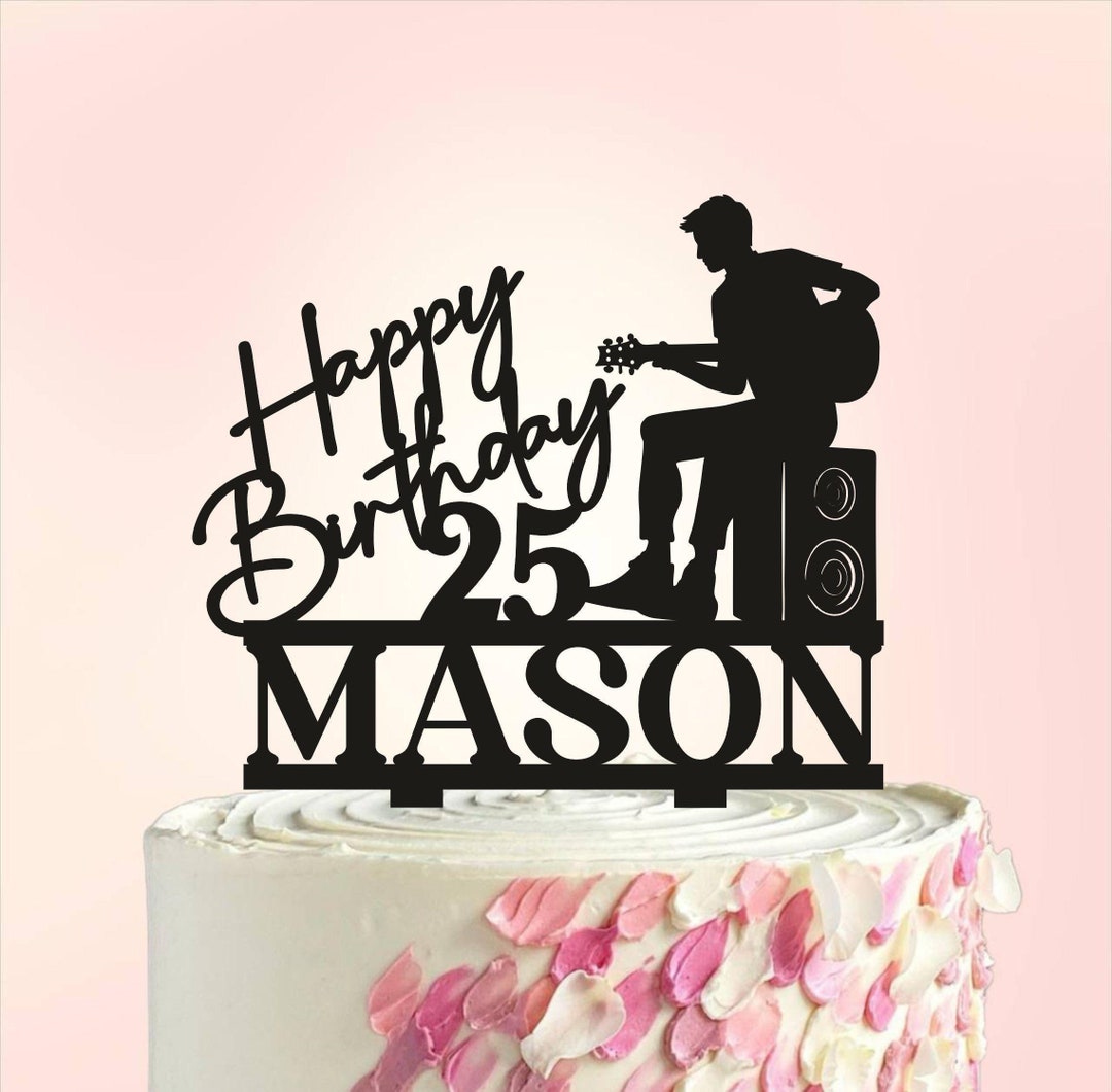 Guitar Birthday Cake Topper, Male Guitarist Birthday Cake Topper ...