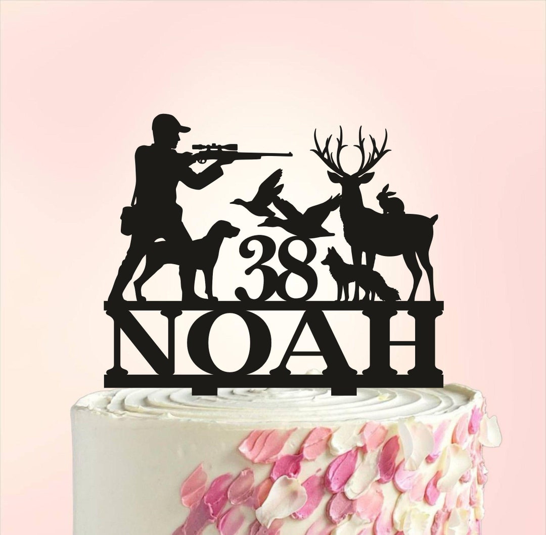 Hunting Birthday Cake Topper, Hunter Birthday Cake Topper With Dog Deer ...