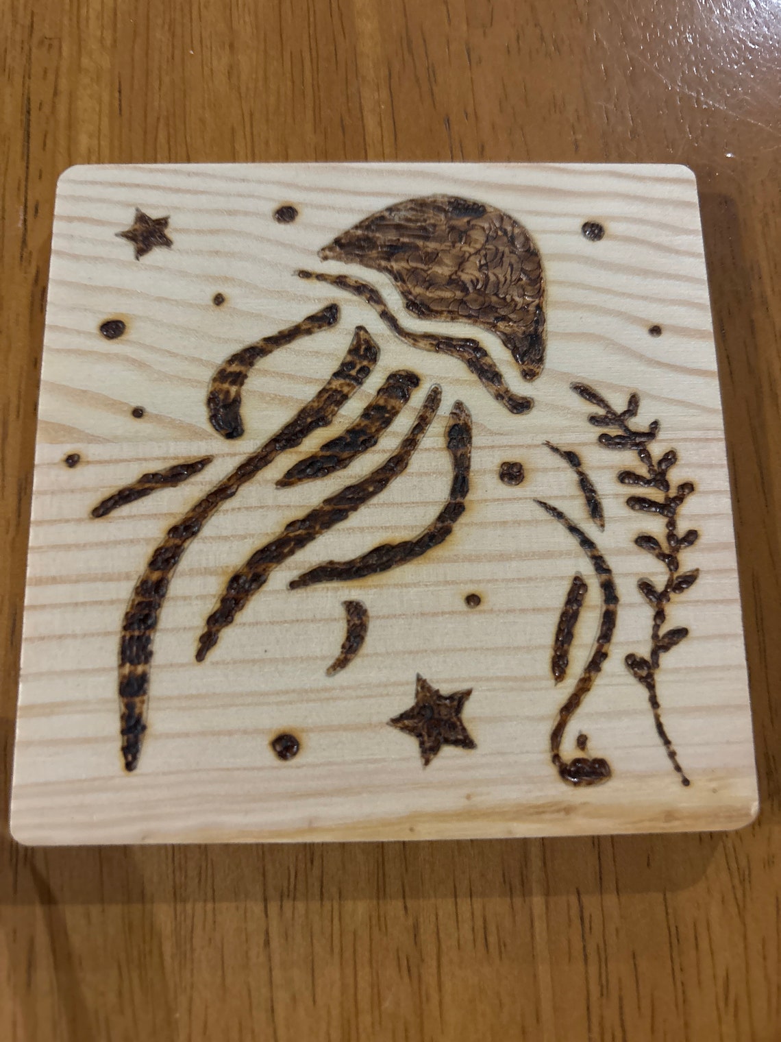 Coasters Square Set of 4 With 4 Ocean Designs. Each One is Hand Drawn ...