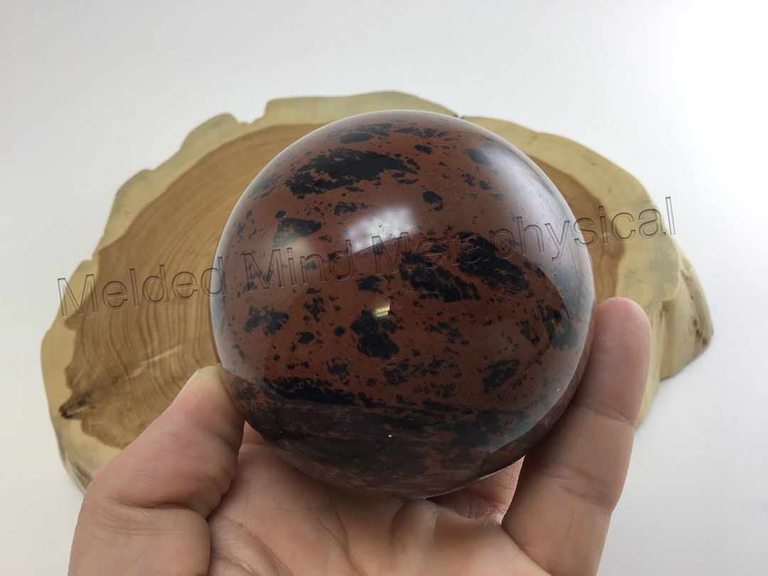 ONE 69-73mm Mahogany Obsidian Sphere Natural Polished Volcanic Glass ...