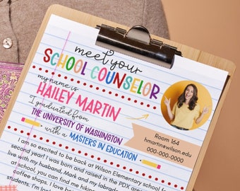 Meet Your Counselor - Editable Template - Flyer - Sage & Oatmeal - Etsy