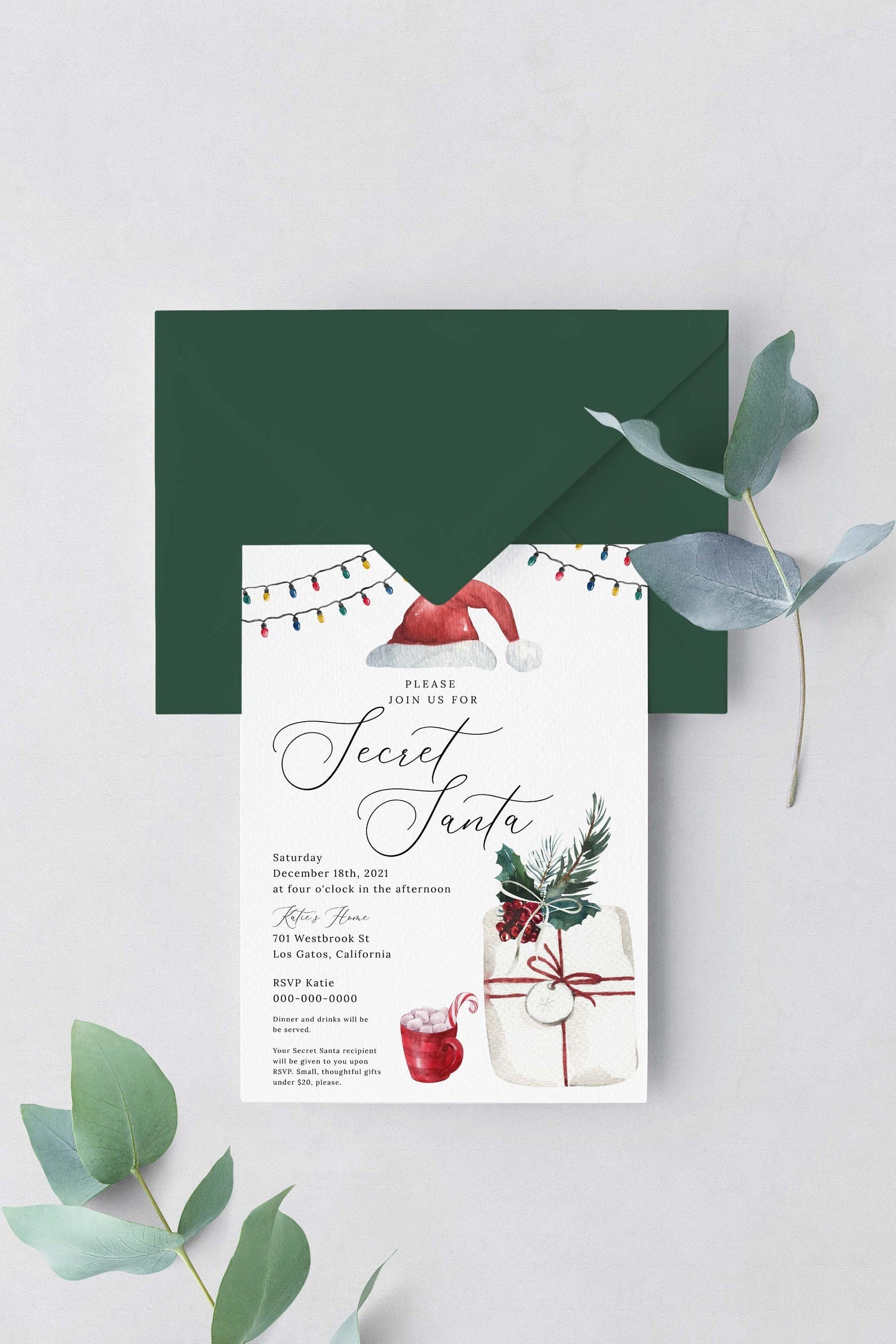 Christmas Secret Santa Party Invitation Template Instant Download ...