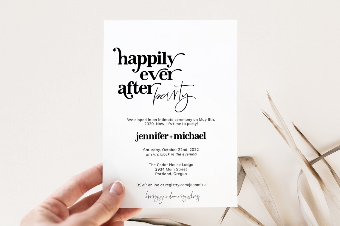 Happily Ever After Party Invitation Template 5x7 - Etsy