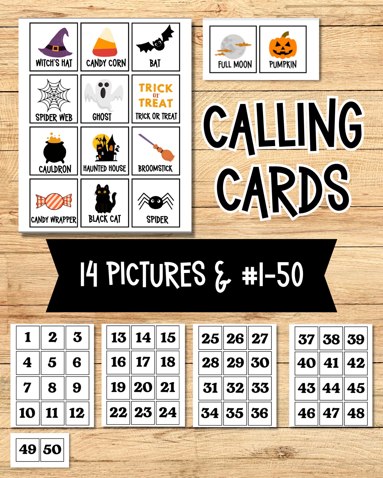 Halloween Bingo Printable PDF 32 Different Cards FULL PAGE Halloween ...