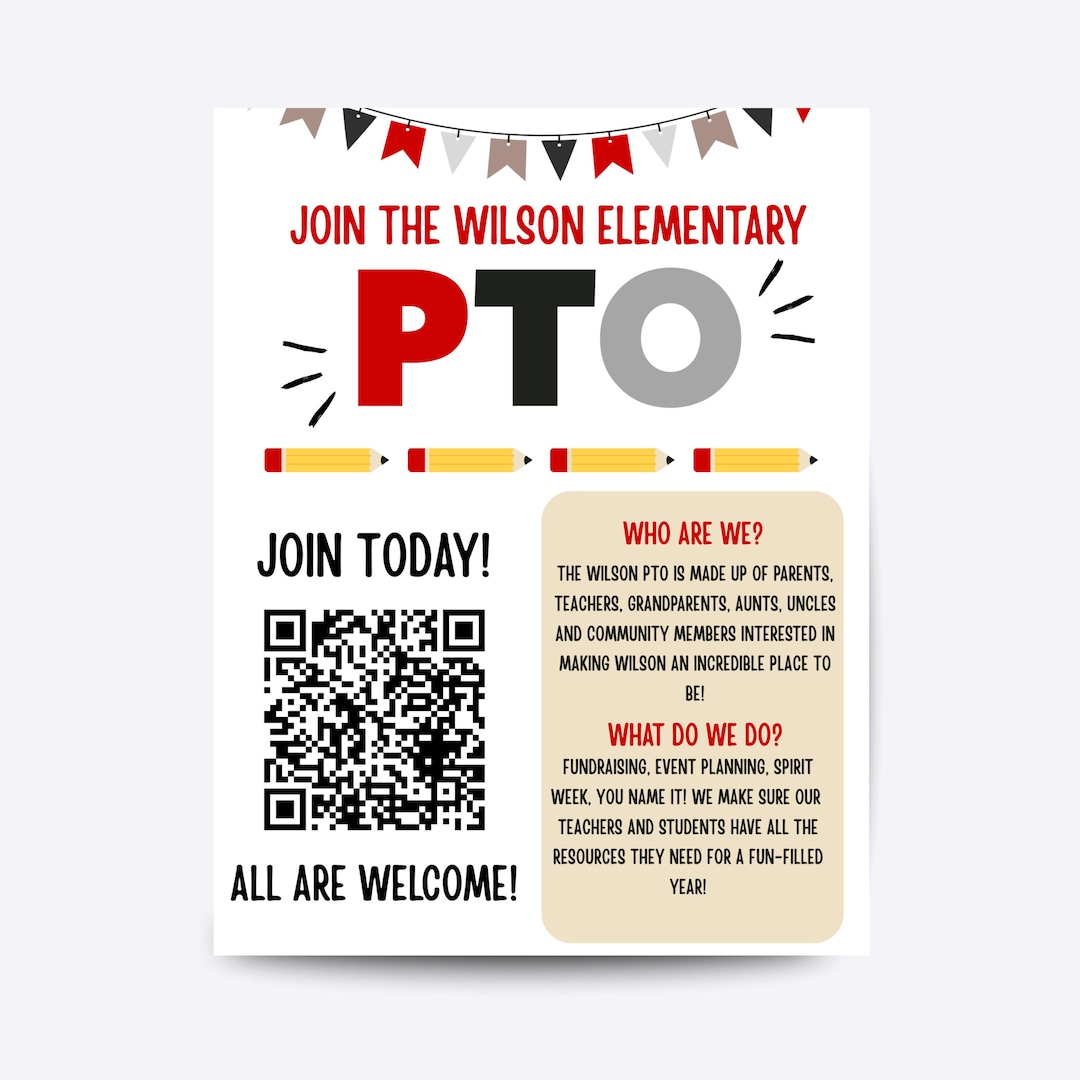 Red & Black PTO Flyer Template, PTO Membership Flyer, PTO School ...