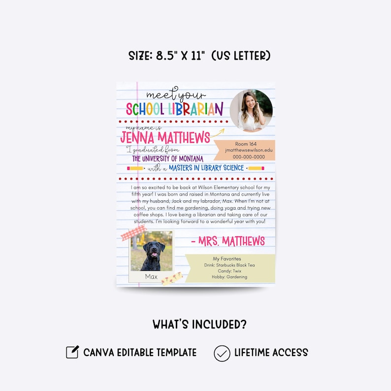 Meet Your School Librarian Flyer Template, Back to School Night One ...
