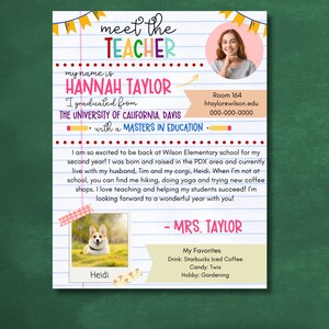 Meet the Teacher Flyer Template, Back to School Night One Page Template ...