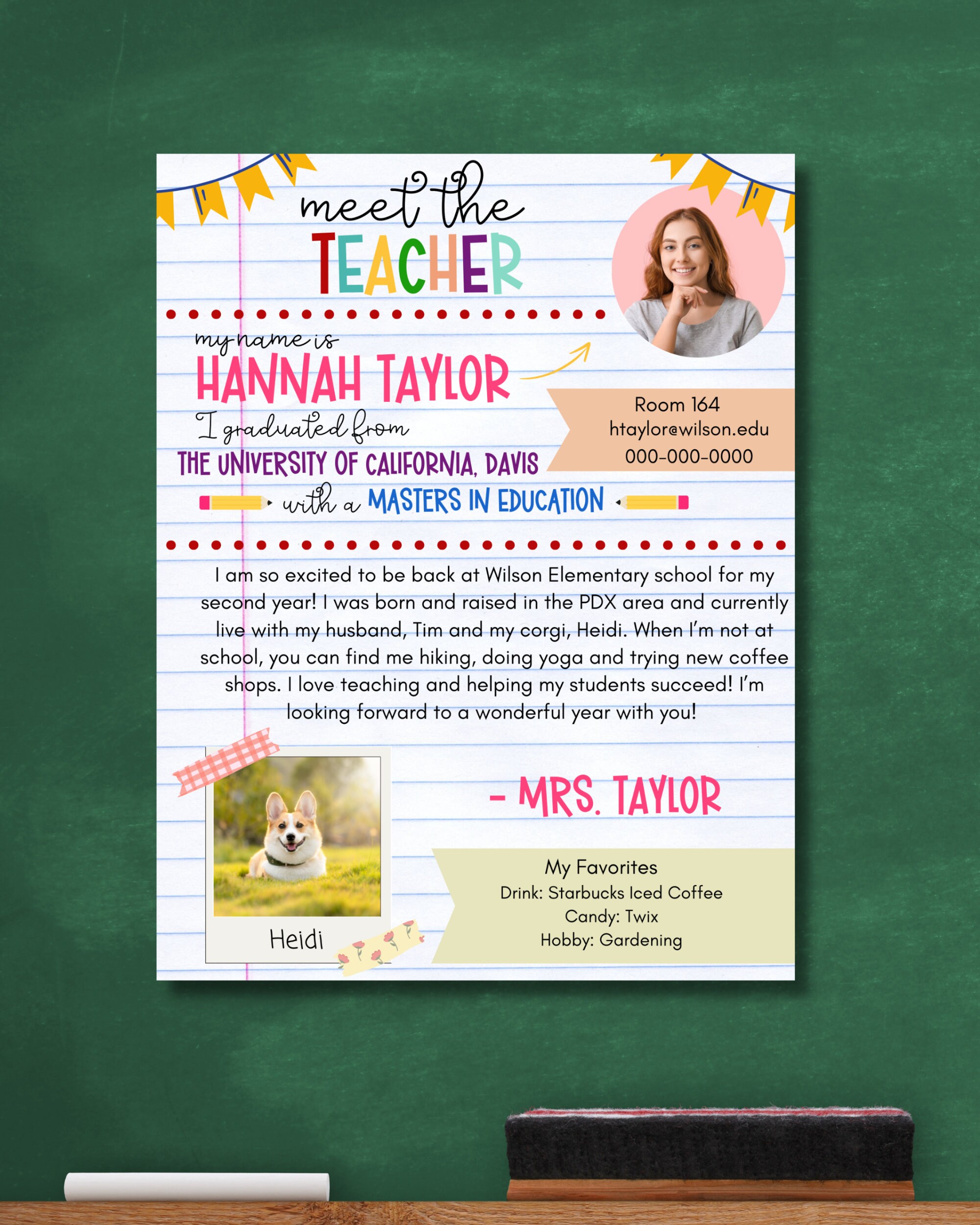Meet the Teacher Flyer Template, Back to School Night One Page Template ...