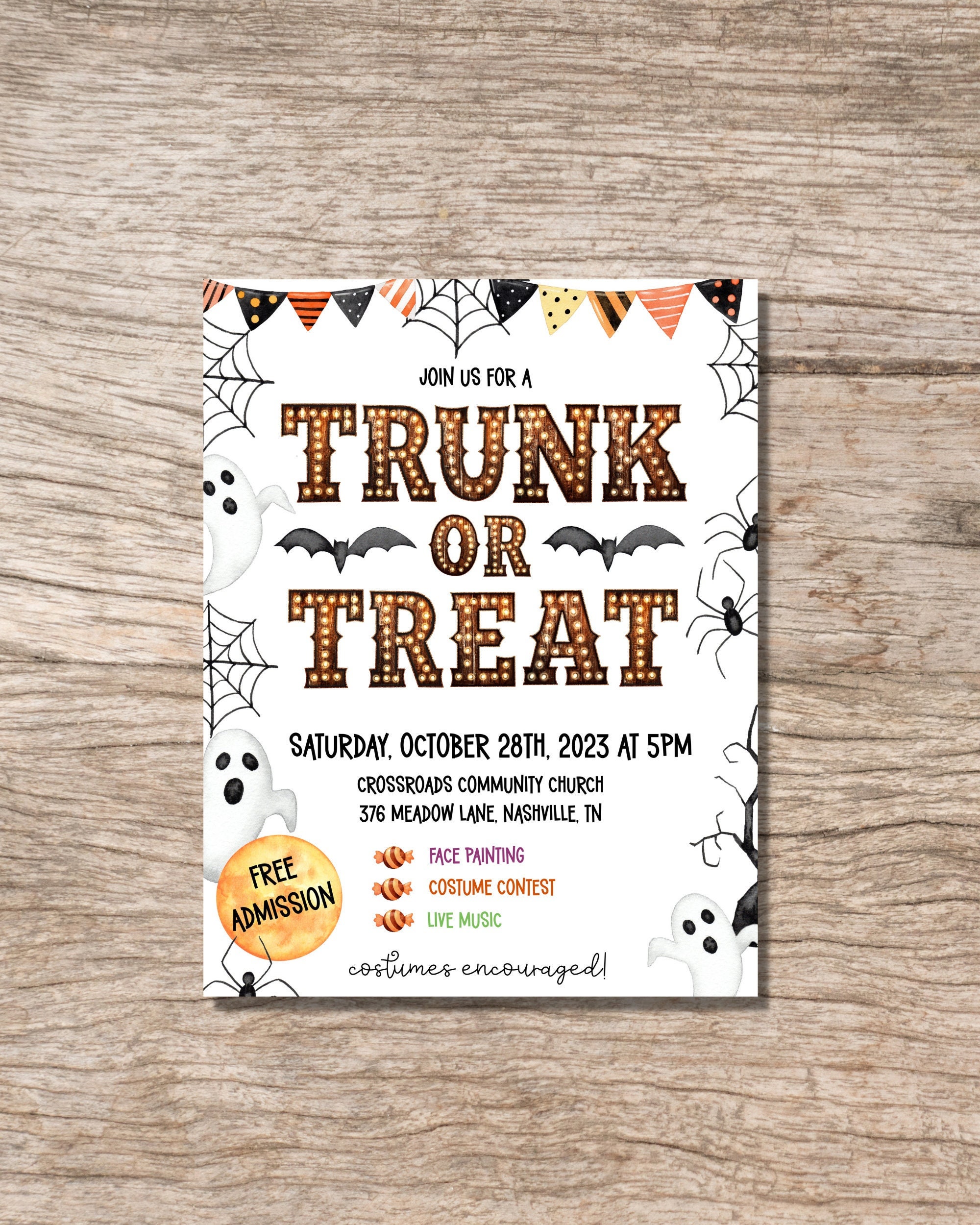 Editable Trunk or Treat Halloween Flyer 8.5"x11", Trunk-or-treat Invite ...