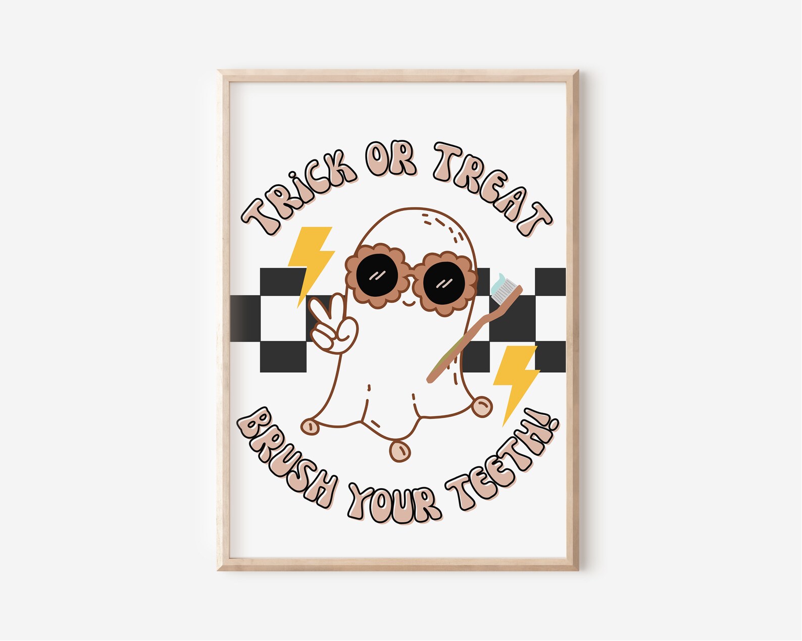 Trick or Treat Brush Your Teeth Sign | Cute Kids Halloween Sign for ...