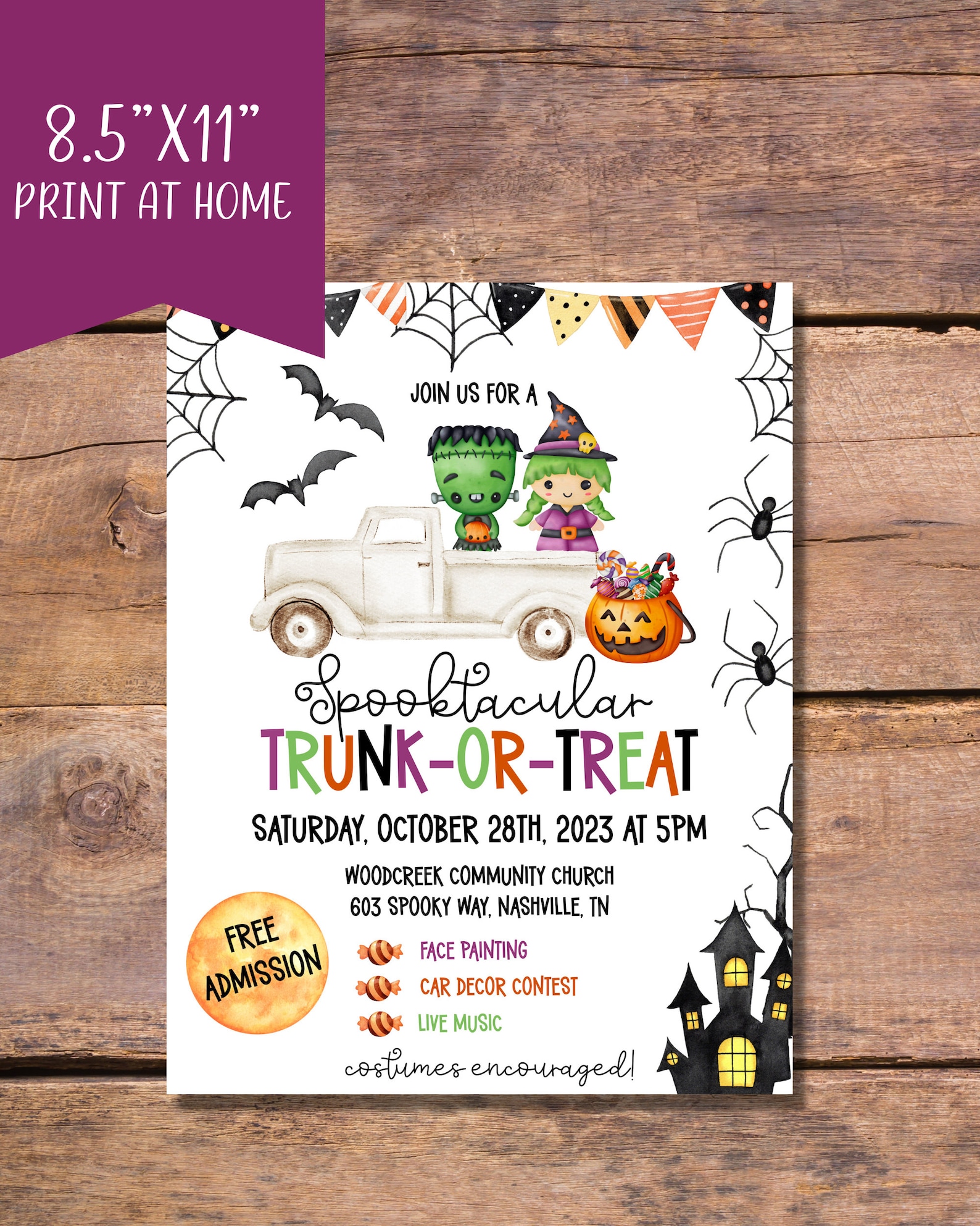 Editable Trunk or Treat Halloween Flyer and Sign up 8.5x11, Trunk-or ...