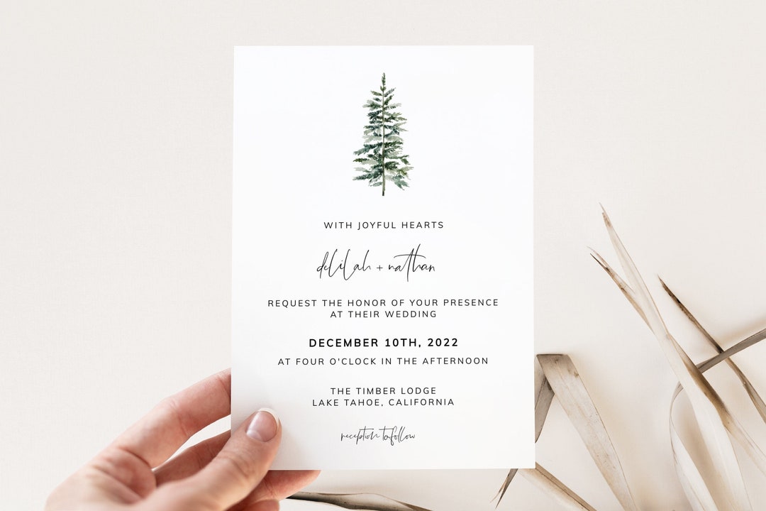 Minimalist Winter Wedding Invitation Template | 5x7 | Forest | Suite ...