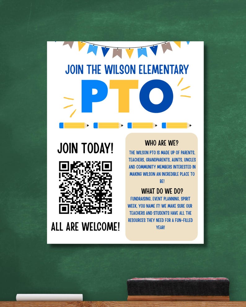 Join the PTO Flyer Template With QR Code, Editable in Canva, PTA ...