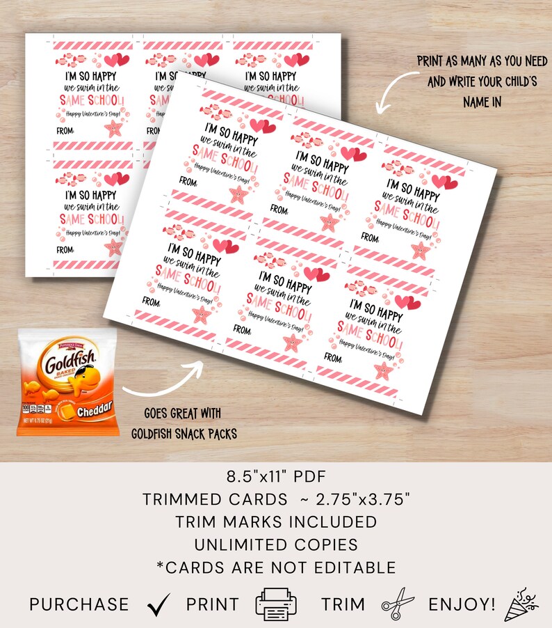 Printable Fish Valentine's Day Cards, Cute Classroom Valentine's Day ...