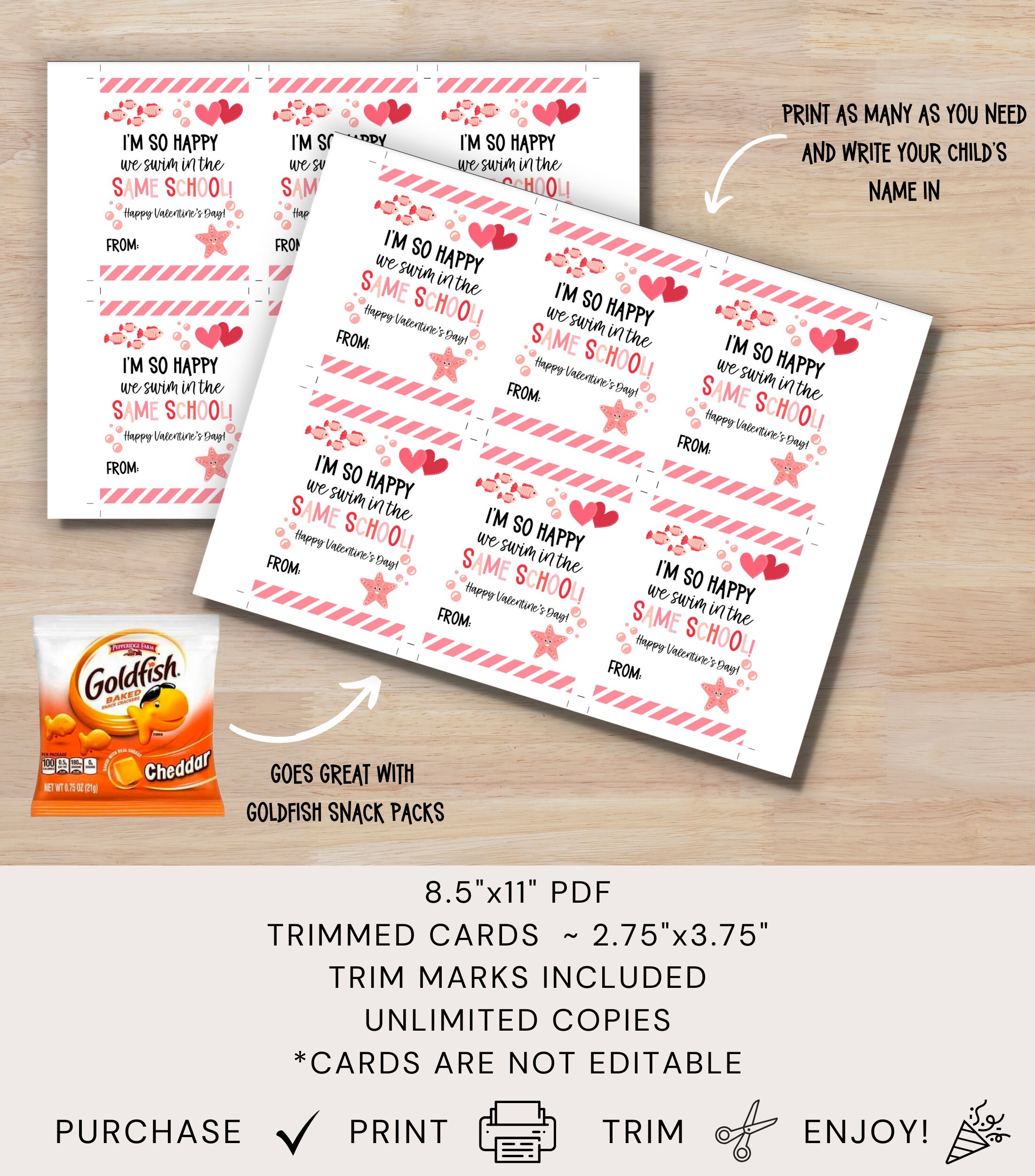 Printable Fish Valentine's Day Cards, Cute Classroom Valentine's Day ...