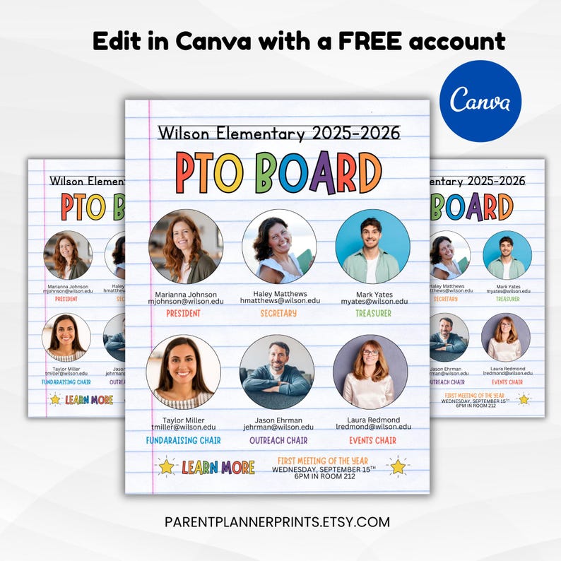 Editable Meet the PTO Board Flyer | Canva Template (8.5x11 In) - Etsy