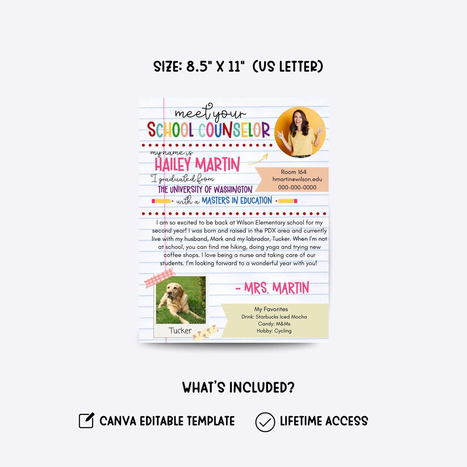 Meet Your School Counselor Flyer Template, Back to School Night One ...