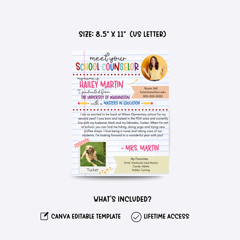 Meet Your School Counselor Flyer Template, Back to School Night One ...