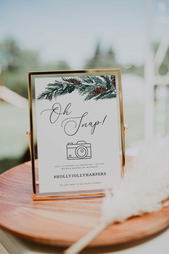 Winter Wedding Hashtag Sign Template Instagram Hashtag Sign | Etsy