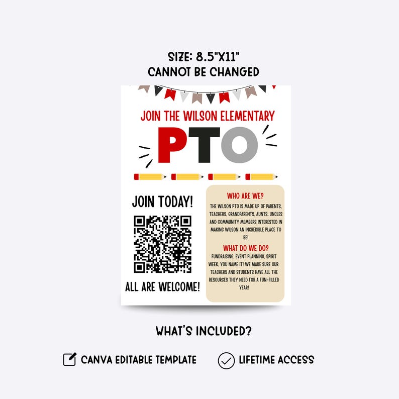 Red & Black PTO Flyer Template, PTO Membership Flyer, PTO School ...